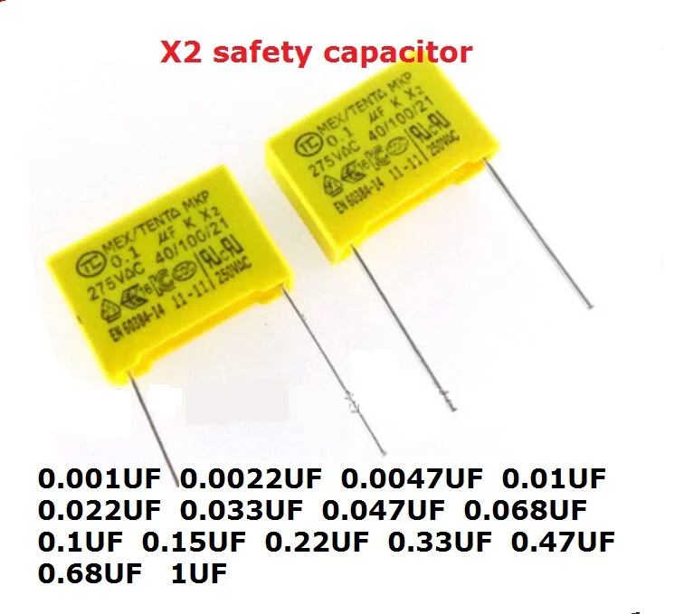 10PC-X2-Safety-Capacitor-275VAC-0-1uf-0-001uf-0-0022uf-0-0047uf-0-01uf ...