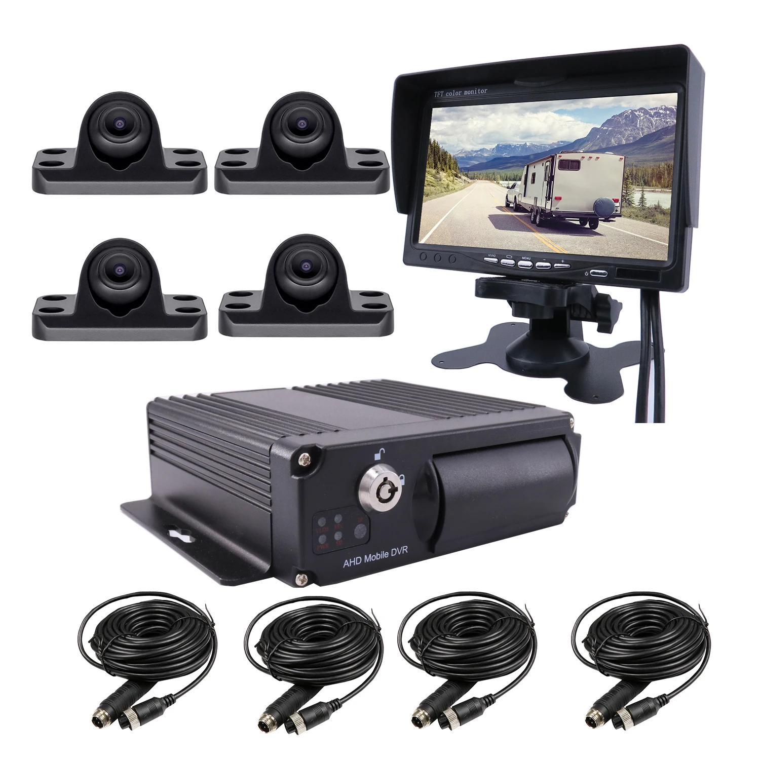 4-CH-1080P-Backup-Camera-System-Mobile-Vehicle-Car-DVR-with-4-IP68-150 ...