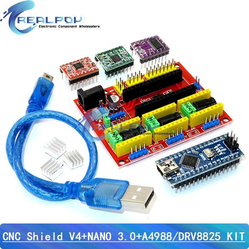 CNC Shield V4 Engraving machine 3D Printer + Nano 3.0 with USB cable+ ...