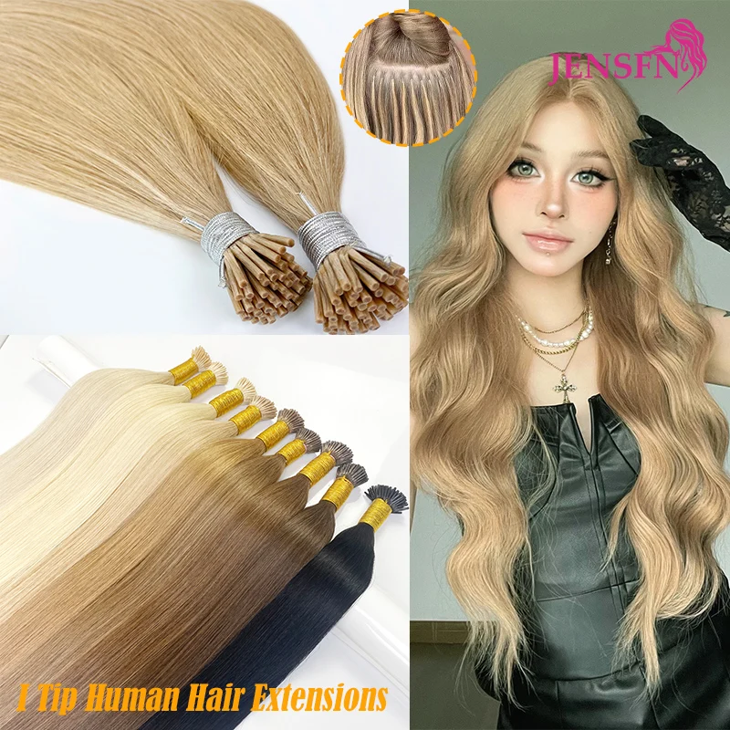JENSFN I Tip Hair Extensions 1g/Strand 16"-26"Inch Remy Natural Fusion ...