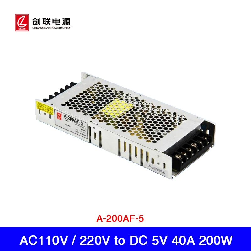 LED 디스플레이 스크린용 Chuanglian 전원 공급 장치 A-200AF-5, AC 110V, 220V ~ 5V, 40A, 200W