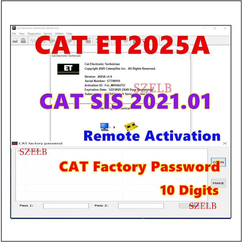 For red Caterpillar Cat ET 2025A Software +CAT SIS Service Information ...