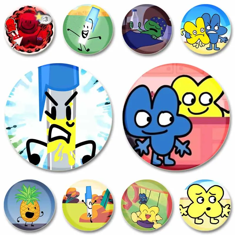 Funny Anime BFDI Icons Round Badge Creative Cartoon Four and X Enamel ...