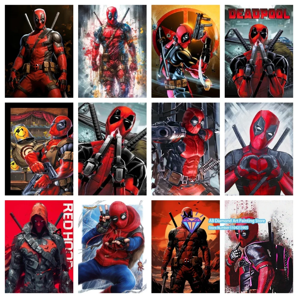 Characters Deadpool Square Round Diamond Painting Kit 5D DIY Cross ...