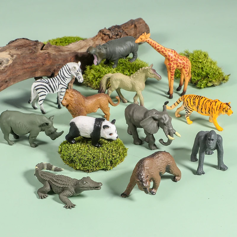 12pcs-Mini-Small-Wild-Jungle-Zoo-Animal-Model-Elephant-Giraffe-Tiger ...