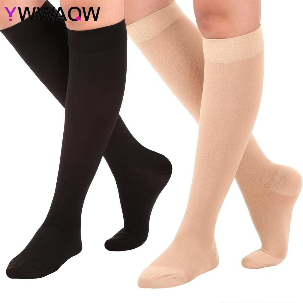 1Pair 15-20mmHg Medical Compression Knee Socks Up to 3XL for Women ...