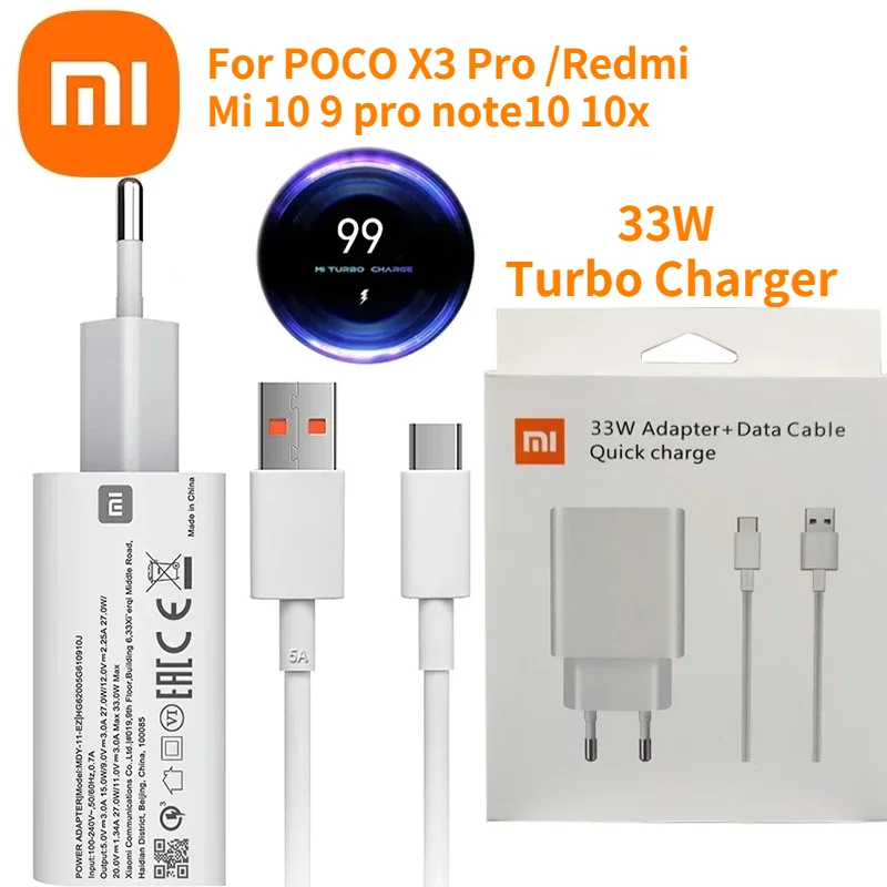 Generic 33w Xiaomi Eu/us Poco X3 Pro Charger Fast Turbo Charge For ...