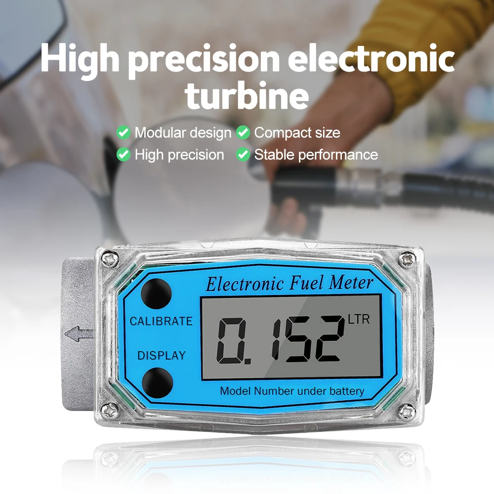 Digital-Turbine-Flow-Meter-Flowmeter-Gauge-1-NPT-LED-Digit-Diesel-Fuel ...