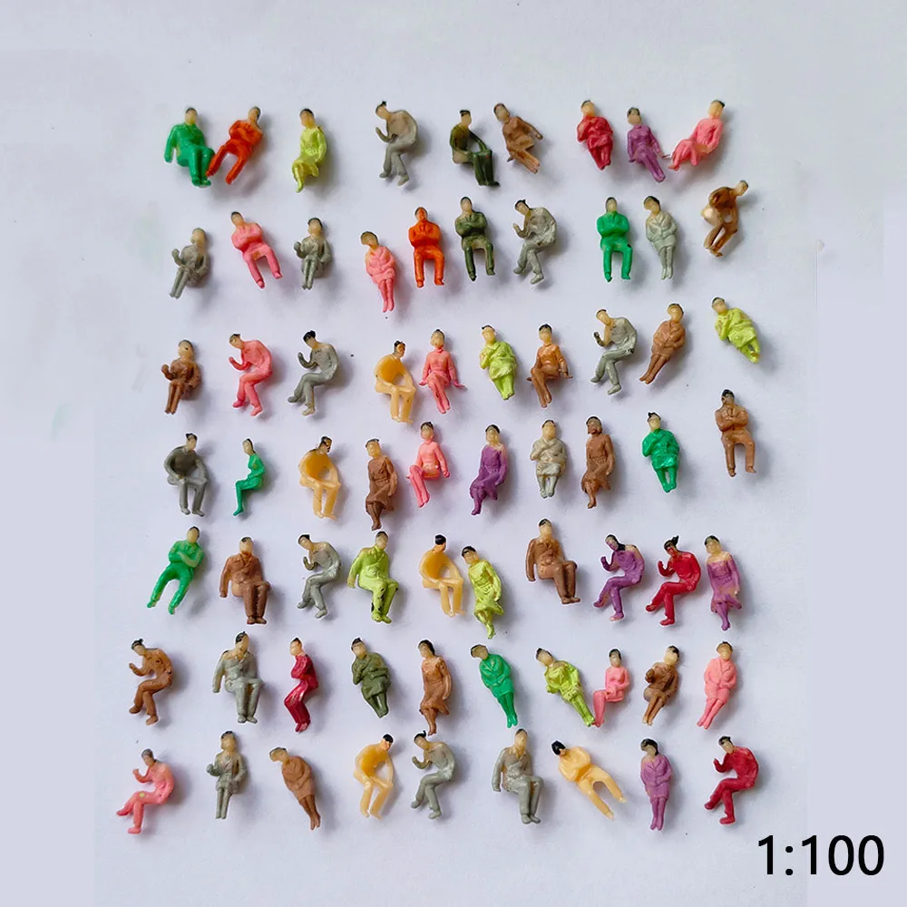 100Pcs Miniature Full Seated People Model Scale 1:100 Sitting Figure HO ...