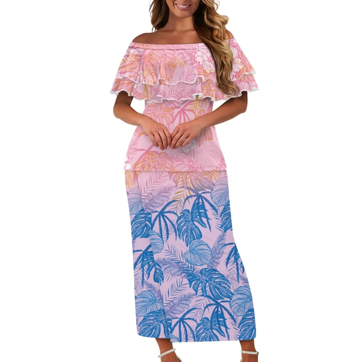 Summer-Women-Puletasi-Samoa-Dresses-Polynesian-Tribal-Clothing-Pink ...