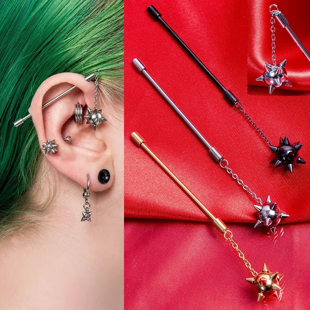 1PC-Surgical-Steel-Morningstar-Industrial-Barbell-Ear-Industrial ...