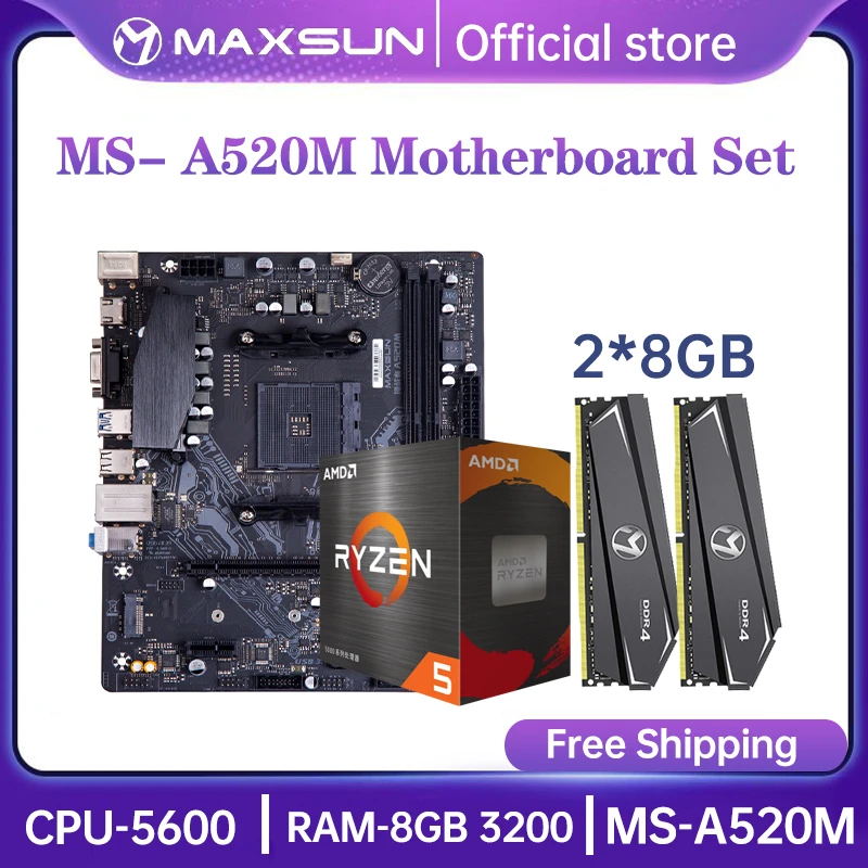 Maxsun Gaming Motherboard Combo A520m Cpu Amd Ryzen 5 5600 Ram Ddr4 ...