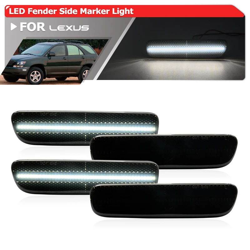 Smoked-Upgraded-Replacement-LED-F-R-White-Bumper-Fender-Side-Marker ...