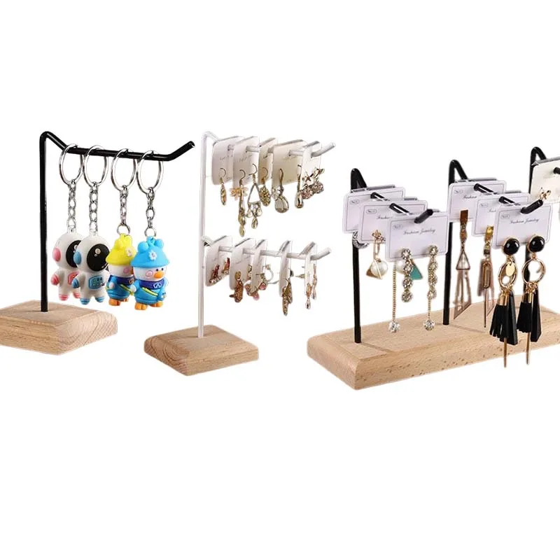 Wood Iron Keychain Display Stand Earrings Organizer Hanger Bracelets ...