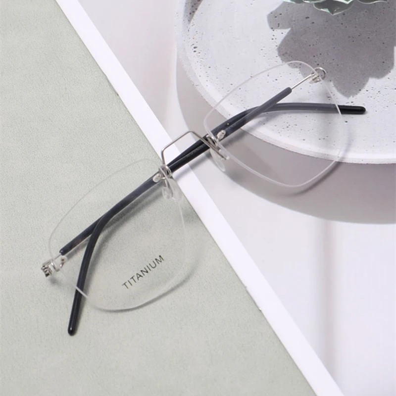Handmade Screwless Titanium Rimless Glasses Frame Men Denmark Brand ...
