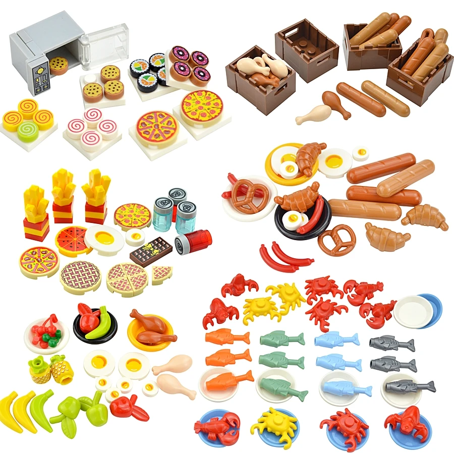 City-Mini-Food-Toy-Building-Block-Hamburger-Fries-Bread-Pizza-Cake ...