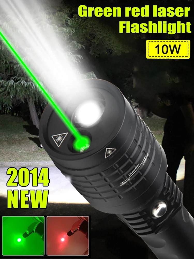 New-3-in-1-White-Zoomable-Hunting-Flashlight-Green-Red-Laser-Pointers ...