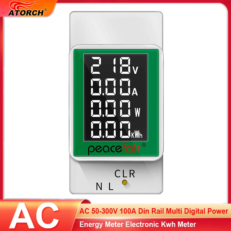 AC 50-300V 100A Din Rail Multi Digital Power Energy Meter Electronic ...
