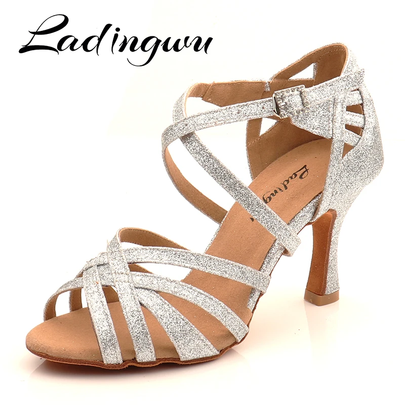 Ladingwu-Silver-Classic-Five-Belts-Dance-Shoes-Latin-Professional ...