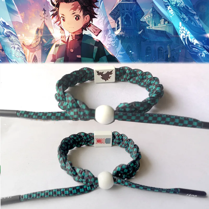 Anime Kamado Tanjiro Cosplay Kamado Nezuko Bracelet Hand-Knitted Anime ...