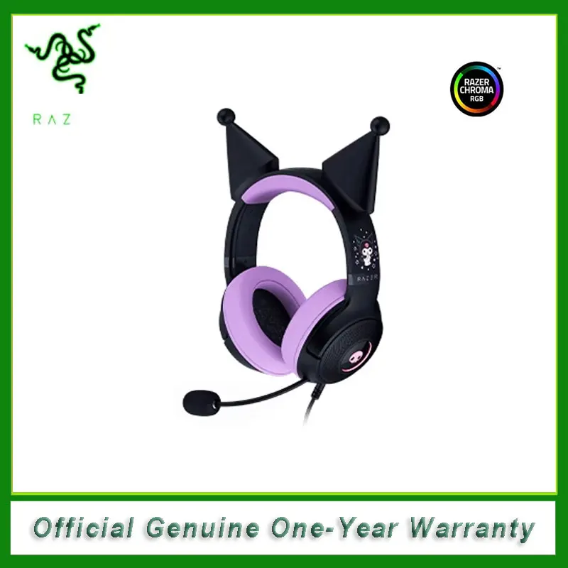 New-Original-Razer-Sanrio-Kuromi-Edition-USB-Wired-Headset-HyperClear ...
