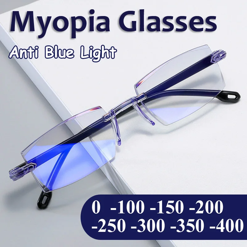 Anti Blue Light Glasses Men Myopia Glasses -1.0 To -4.0 Computer ...