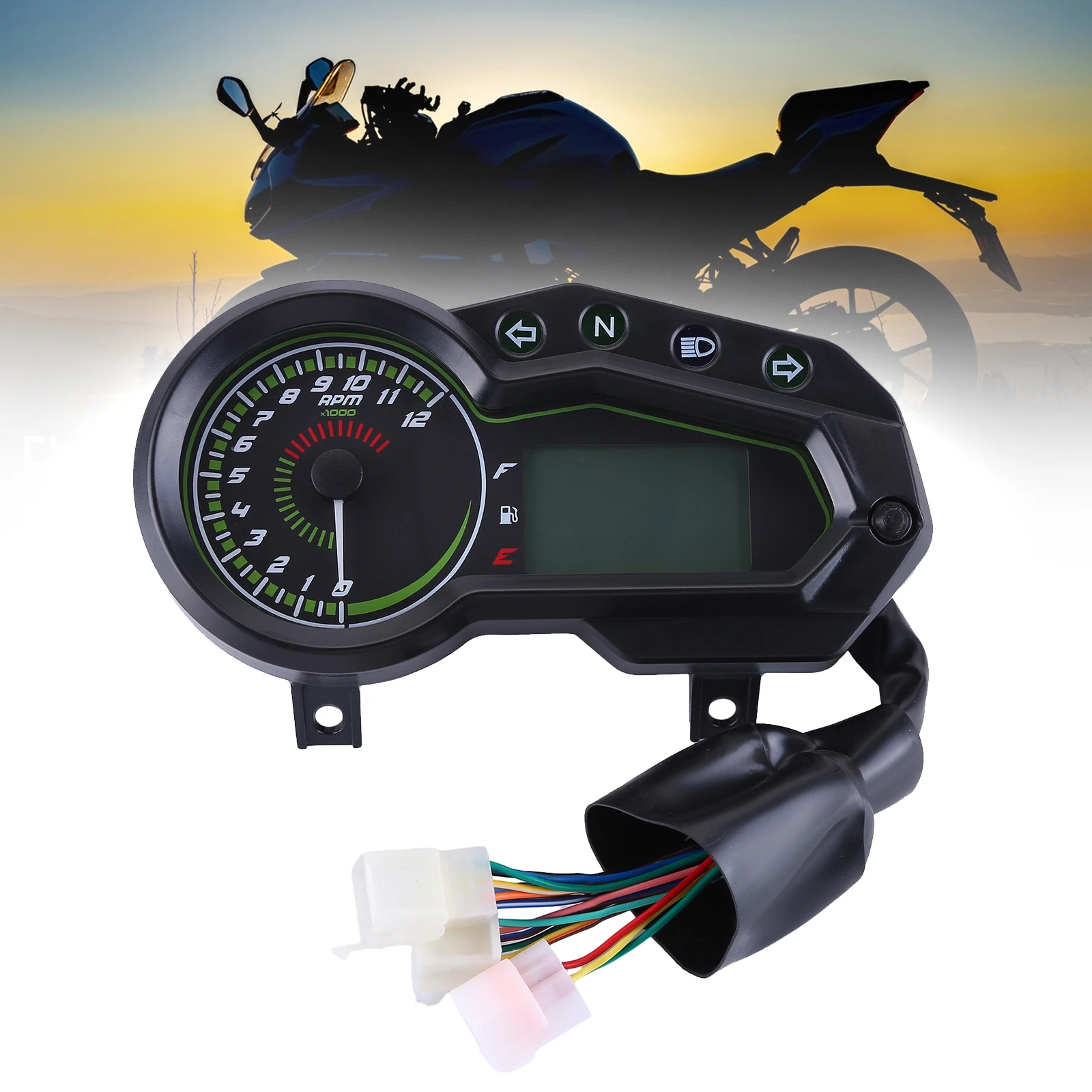 LCD-Digital-Motorcycle-Speedometer-Multifunction-Waterproof-Odometer ...