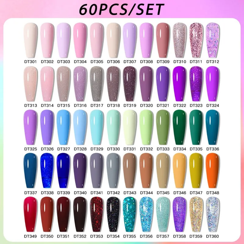 20-60PCS-Gel-Nail-Polish-Set-Color-Glitter-Gel-Semi-Permanent-Varnish ...