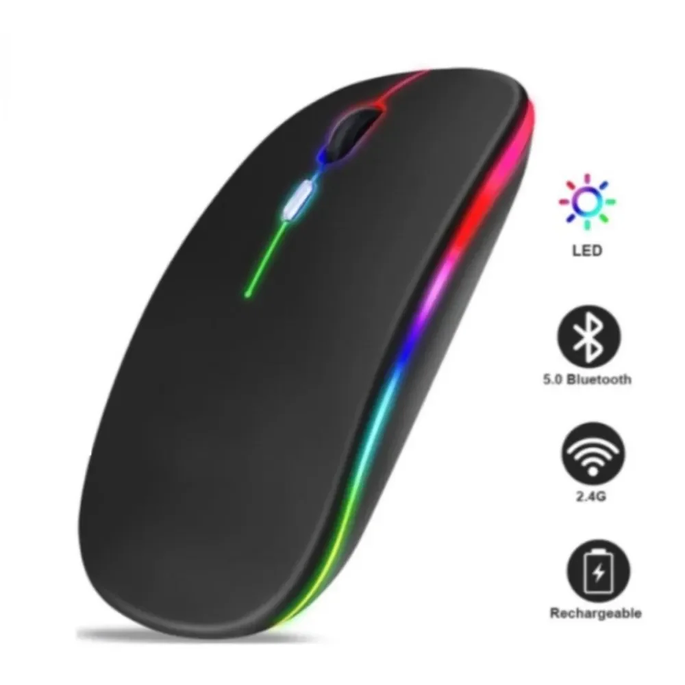 Mouse Bluetooth 5.2 RGB Rechargeable Mouse Wireless Computer Silent ...