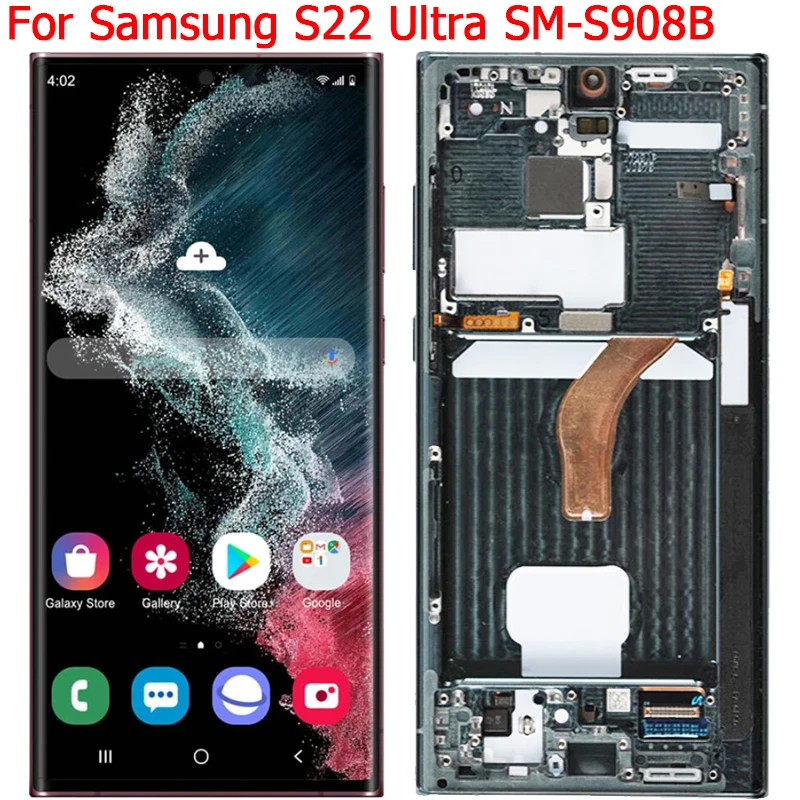 Original S22 Ultra Lcd For Samsung Galaxy S22 Ultra 5g Display Lcd Screen With Frame 6.8" Sm ...