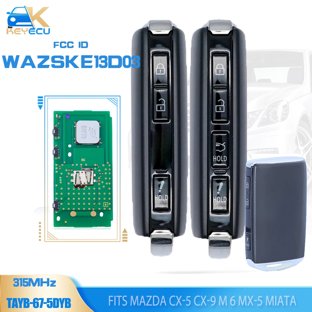 KEYECU-WAZSKE13D03-SKE13D-03-TAYB-67-5DYB-Smart-Remote-Key-3-4B-315MHz ...