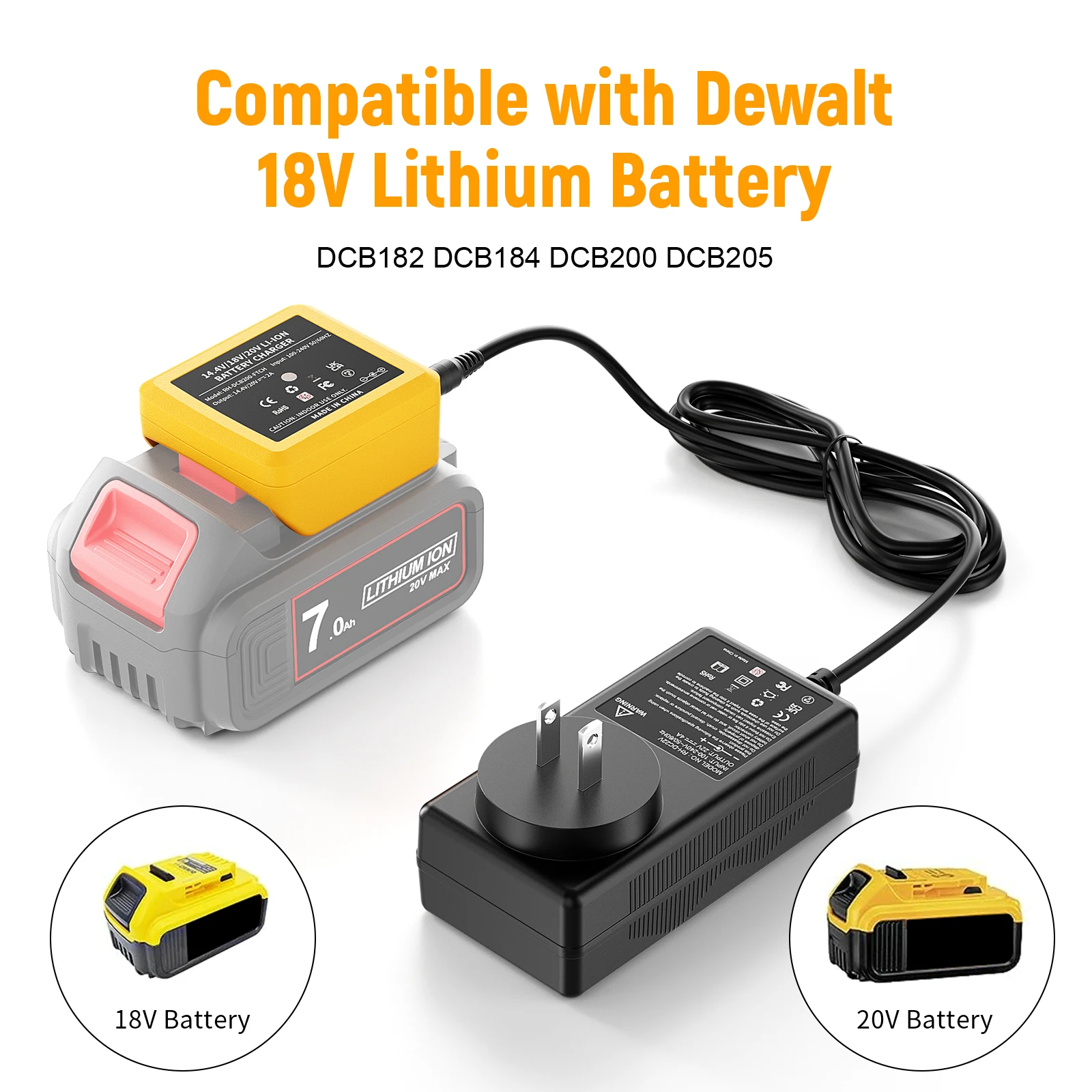 Battery-Charger-Replacement-For-Dewalt-Battery-Charger-Compatible-20V ...