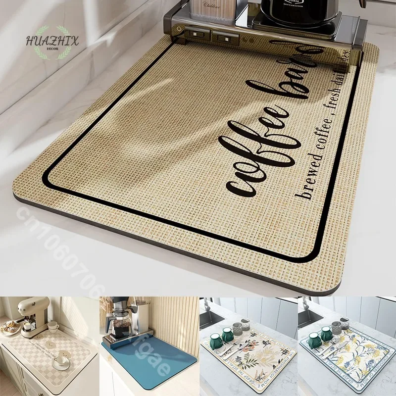 Coffee-Kitchen-Drain-Mat-Absorbent-Cafe-Flower-Dish-Draining-Mats ...