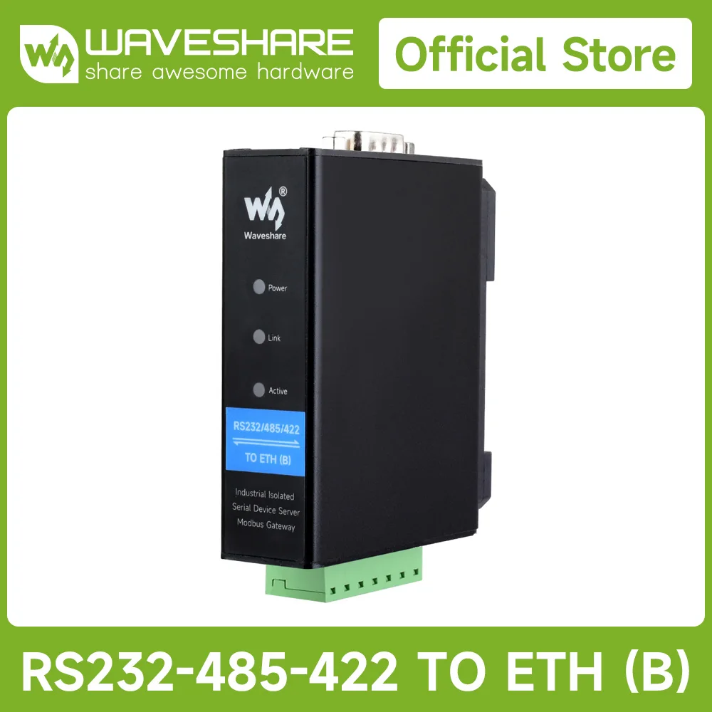 Waveshare-Rail-Mount-Serial-Server-RS232-485-422-To-RJ45-Ethernet ...