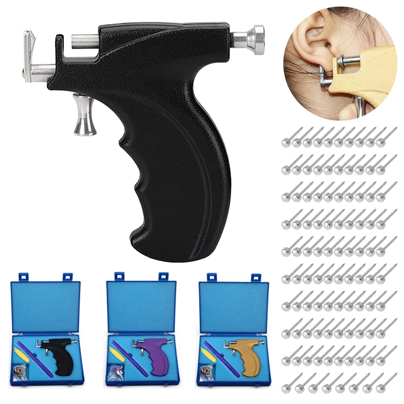 Professional Ear Pericings Gun Kit Piercer Machine Stud Earrings Hole ...