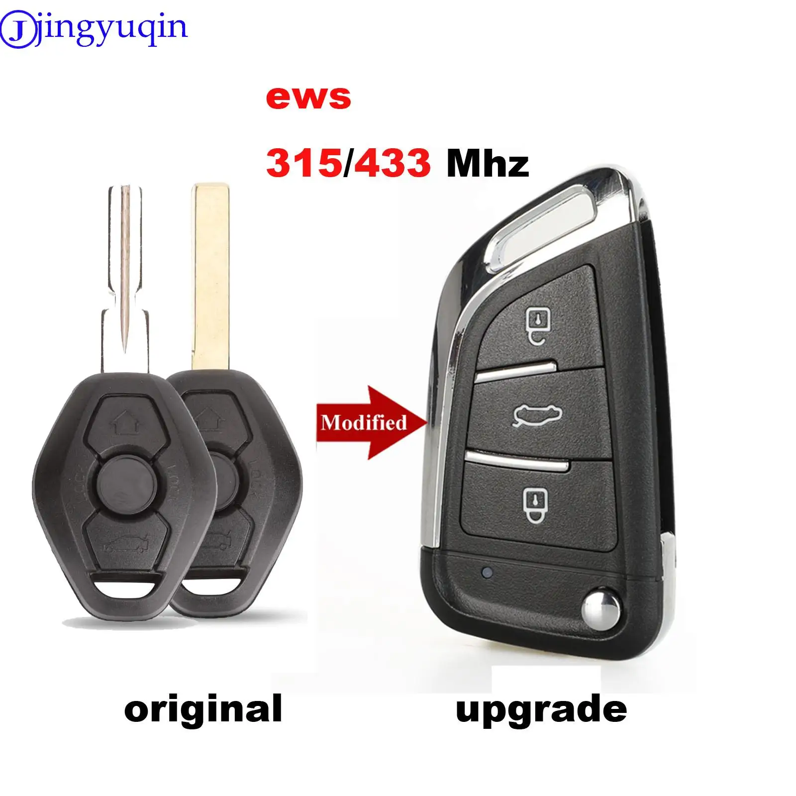 jingyuqin Upgrade EWS ASK 315/433Mhz 7935 ID44 Remote Key For BMW EWS ...