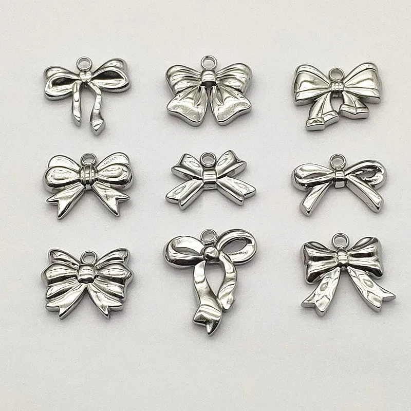 New Arrival! 50pcs Stainless Steel Pendant Bows Shape Charm For ...