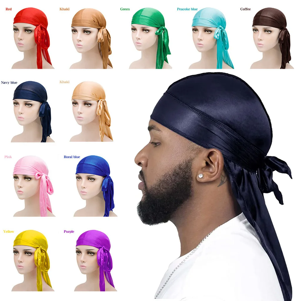 Unisex-cetim-Doo-Rag-Durag-chap-u-do-pirata-Hip-Hop-Turbante-Headband ...