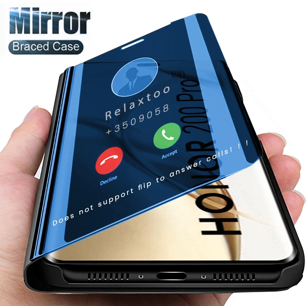 Plating-Mirror-Leather-Flip-Smart-Case-For-Honor200-Honor-200-Pro ...
