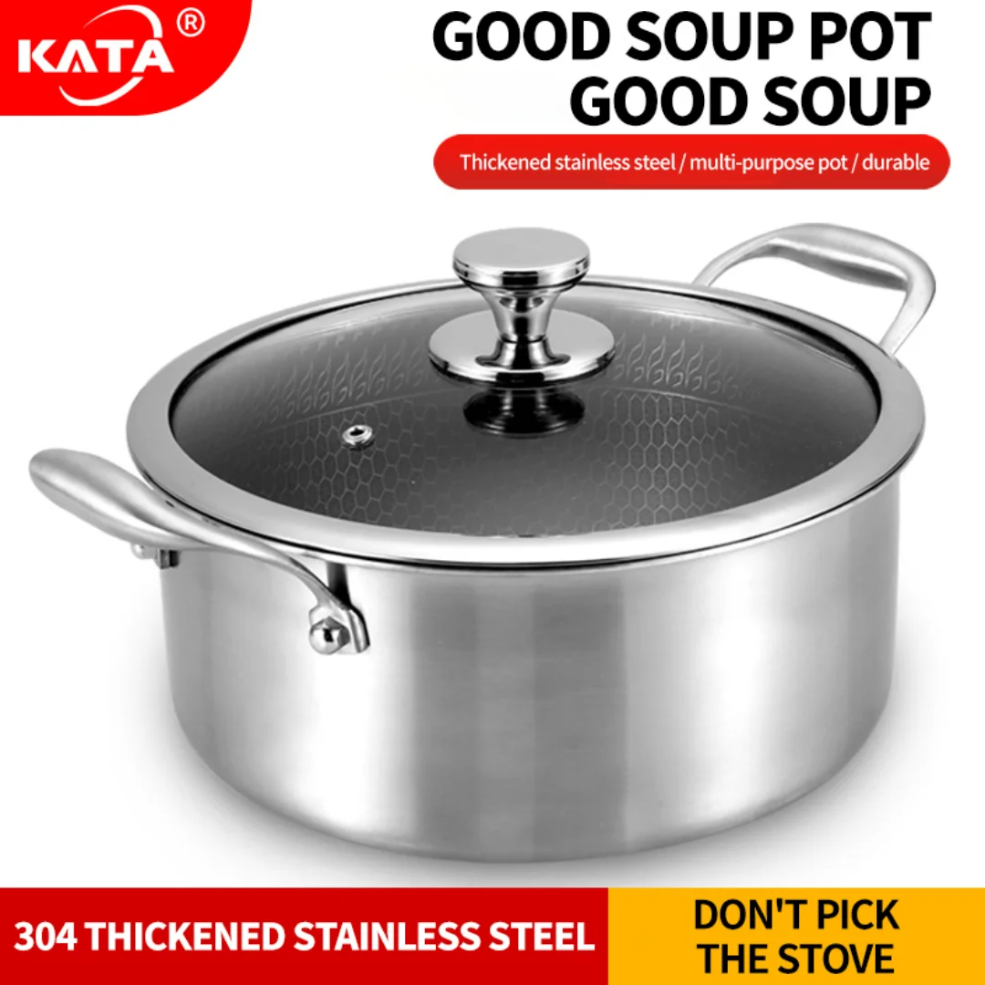 KATA Home Kitchen 304 Stainless Steel Stock Pots Saucepan Honeycomb ...