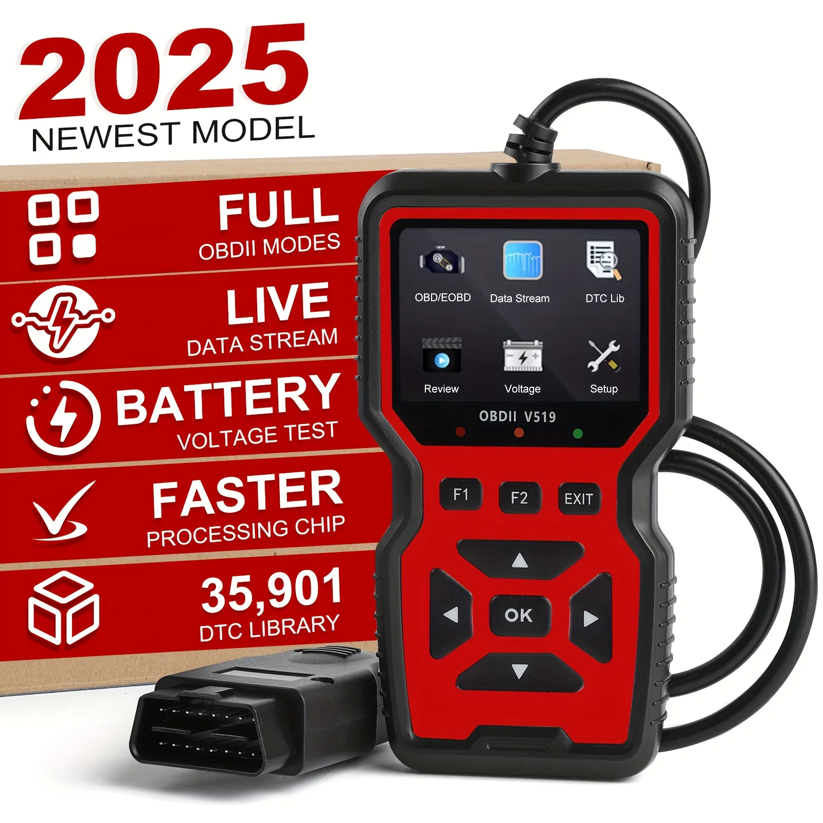 V519 Professional Obd2 Scanner - USB Powered Car Diagnostic Tool with ...