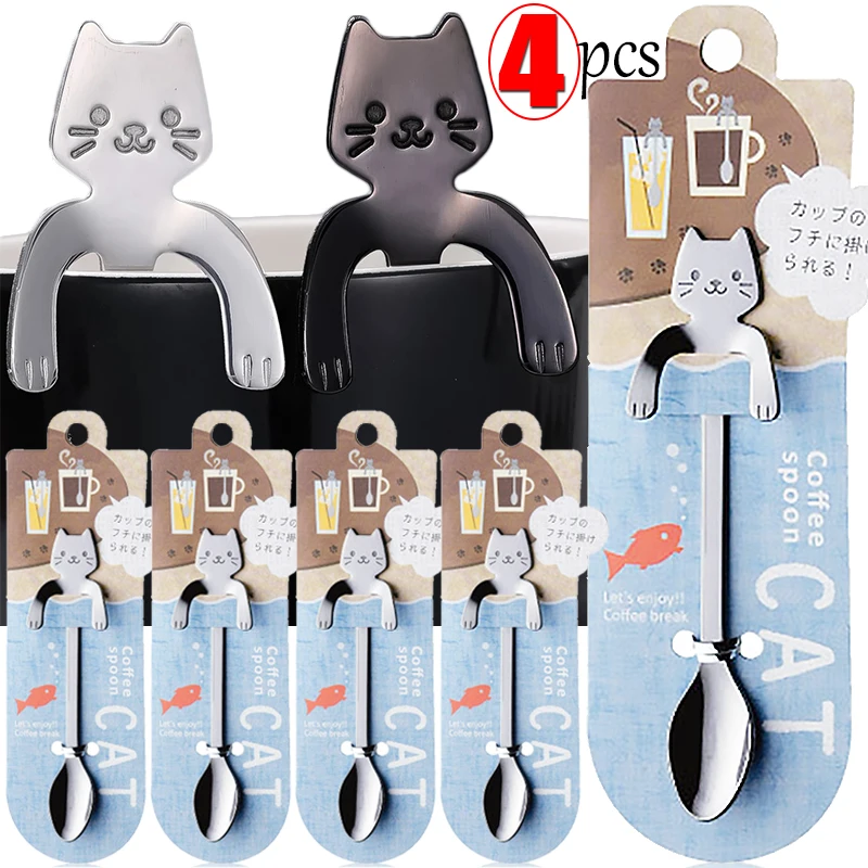 Stainless-Steel-Mini-Cat-Coffee-Spoons-Dessert-Ice-Cream-Milkshake ...