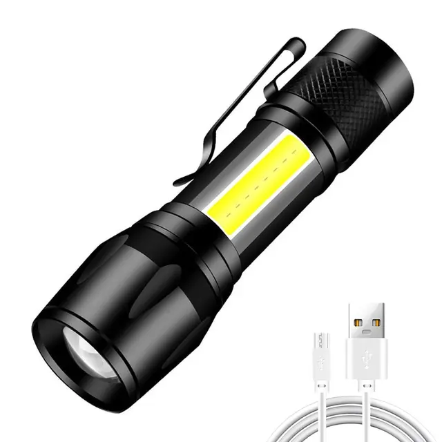 Mini Torch LED Rechargeable Flashlight Portable USB Charging Flashlight ...