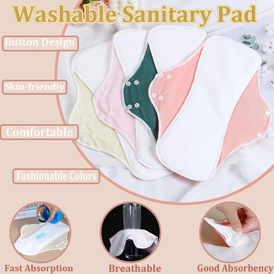 1pc Washable Sanitary Pads for Women, Reusable Menstrual Period ...