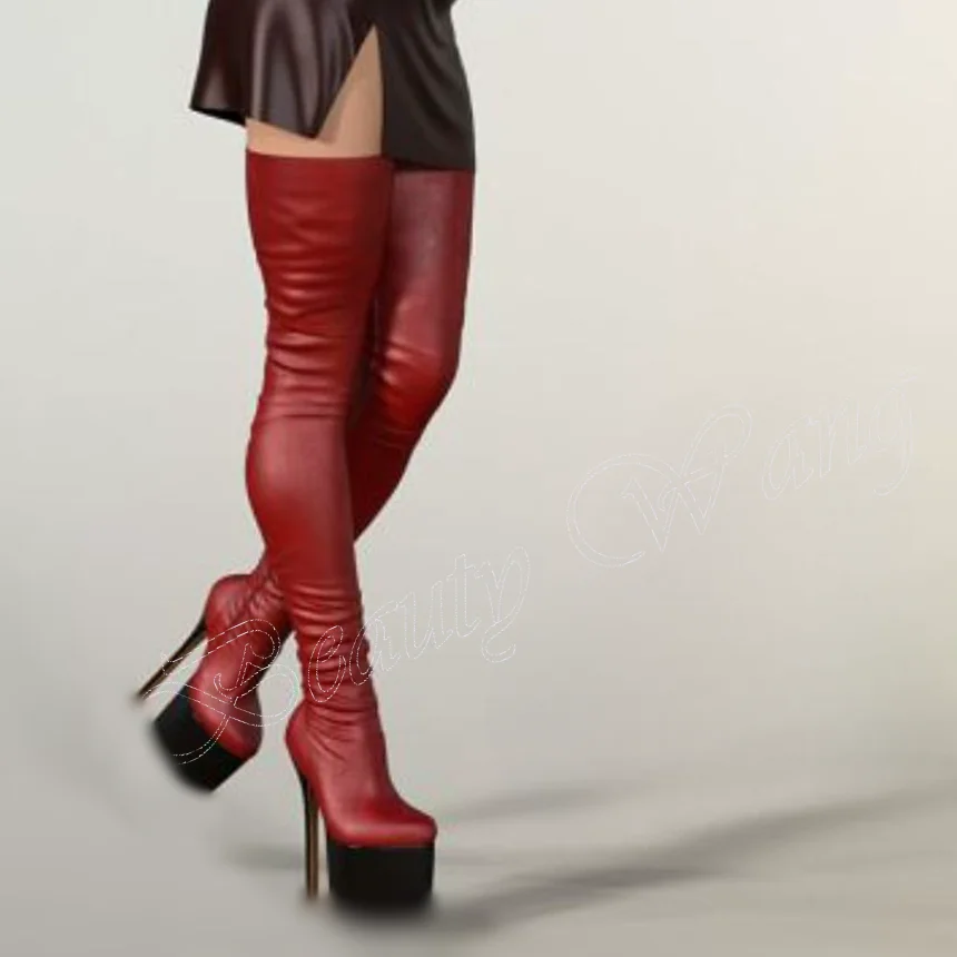 Red-Thigh-High-Platform-Boots-Stretch-Side-Zipper-Thin-High-Heels-Women ...
