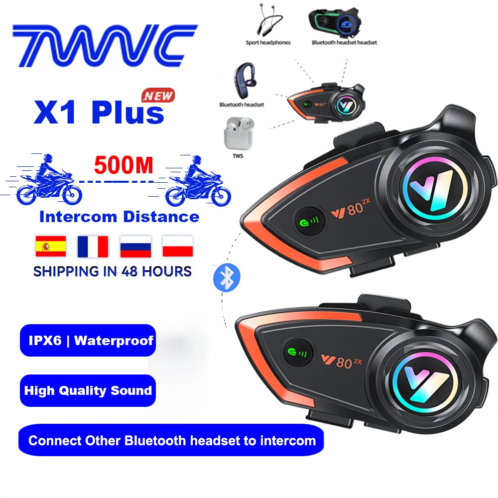 1-2X-Motorcycle-Helmet-Intercom-Headset-Y80-BT-5-3-Full-Duplex-With-DSP ...