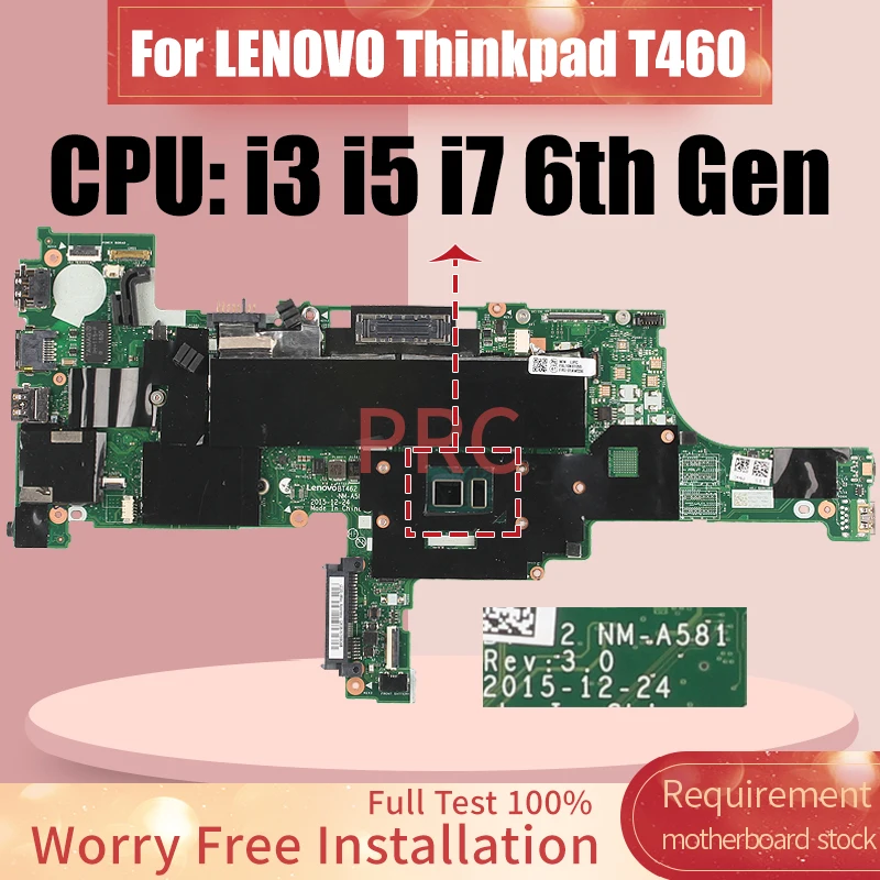 For LENOVO Thinkpad T460 Laptop Motherboard NM-A581 i3 i5 i7 6th Gen ...