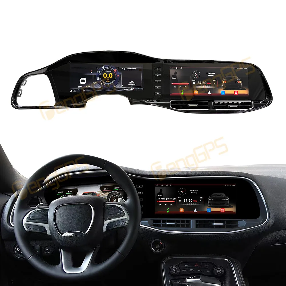 Car Digital Odometer Cluster Dual 12.3 Inch Screen Car Radio For Dodge ...