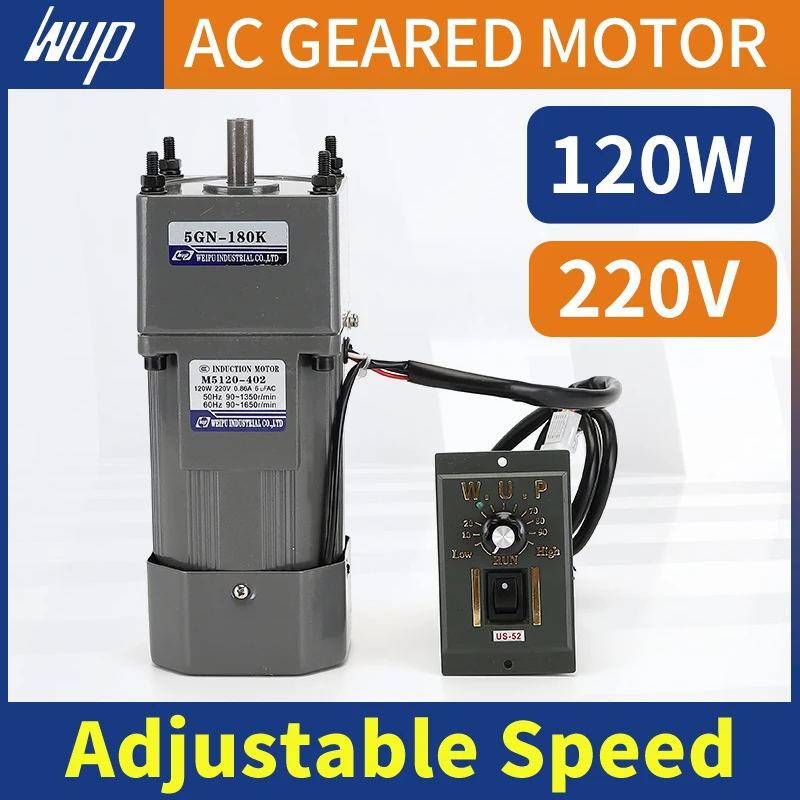 120W-220V-7RPM-450RPM-AC-Gear-Reducer-Motor-Single-Phase-5IK120RGN-CF-Reversible-Motor-with ...