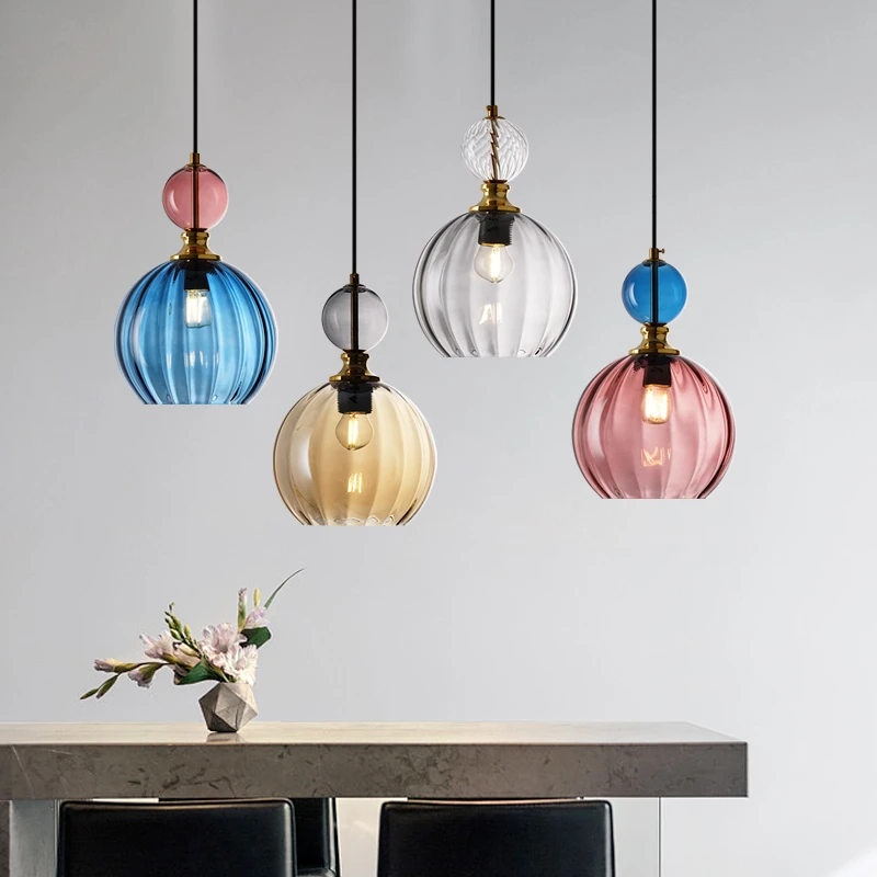 Modern Pendant Lights Nordic Color Candy Bedroom Children's Room Single ...
